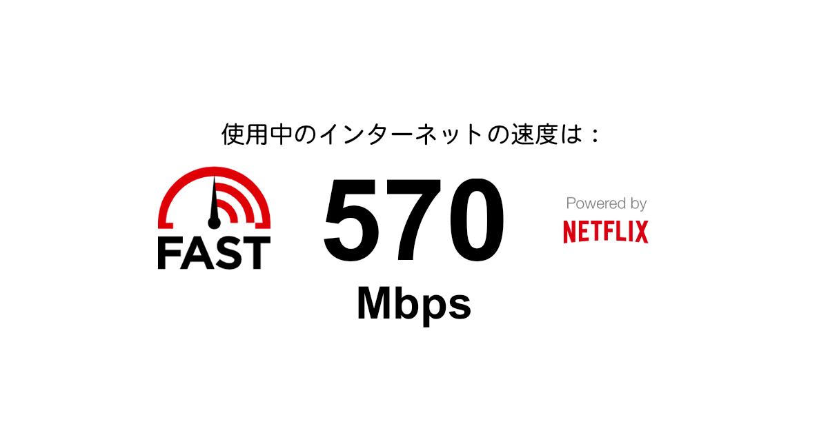 インターネット回線の速度テスト | Fast.com